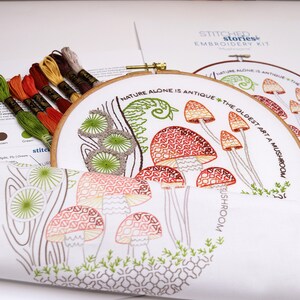 Embroidery Kit, Mushrooms, All-in-one DIY Kit, Beginner Embroidery ...