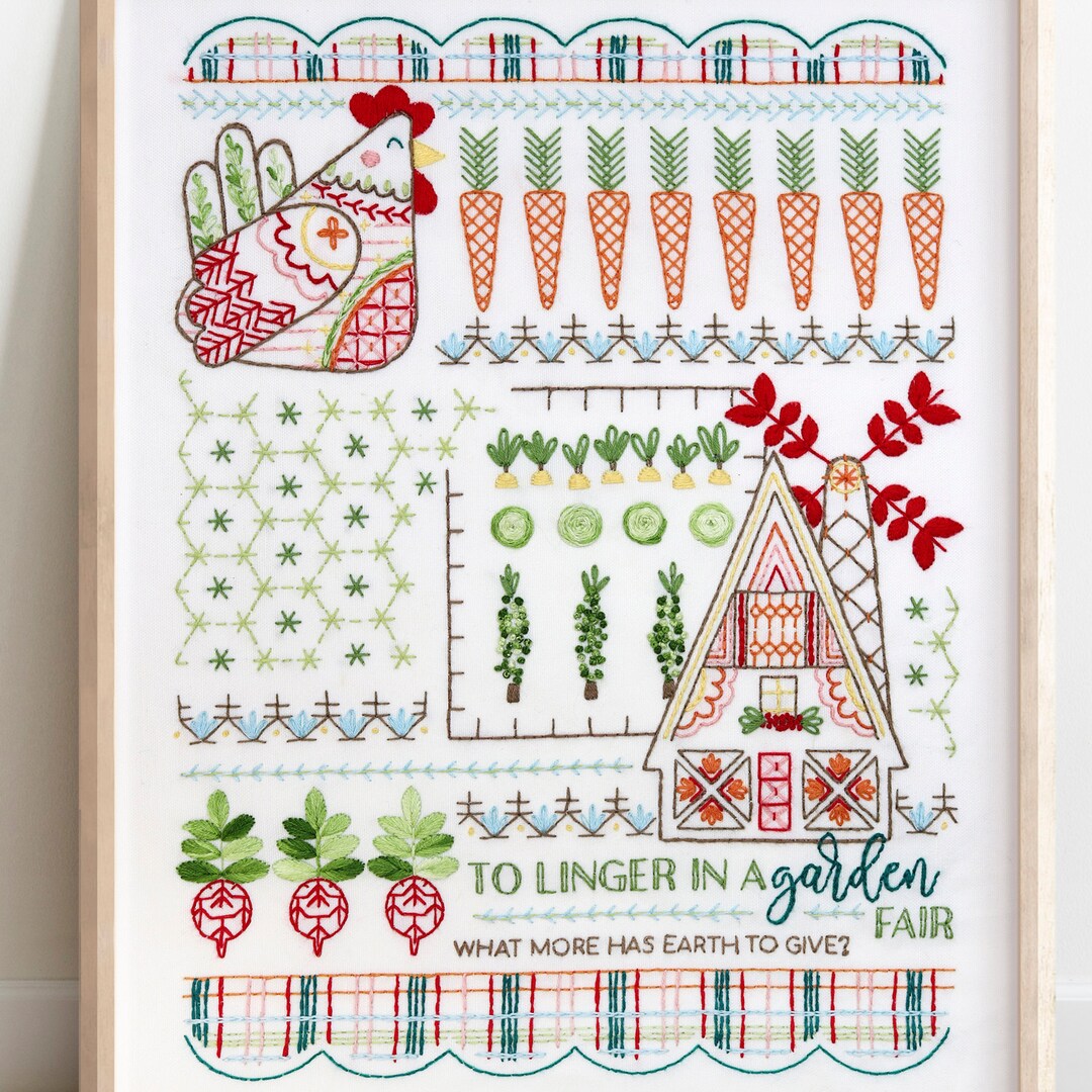 Traditional Embroidery Stitch Sampler, Embroidery Kit, Country Garden ...
