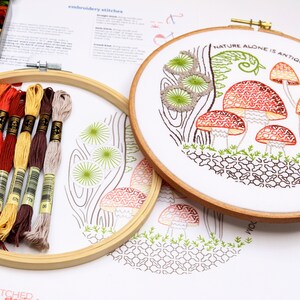 Embroidery Kit, Mushrooms, All-in-one DIY Kit, Beginner Embroidery ...