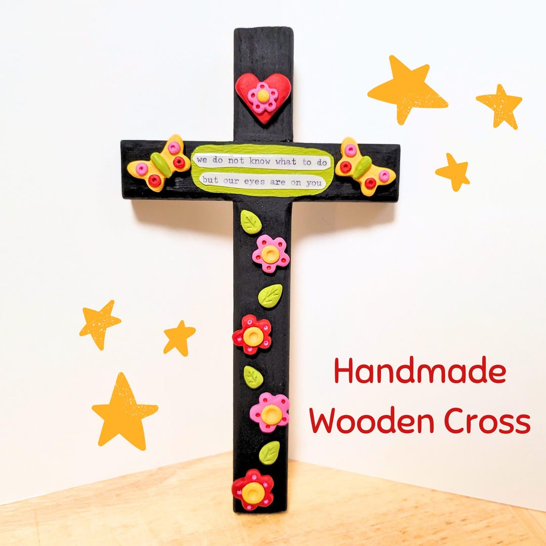 Handmade Wooden Cross - Hand Painted and Sculpted Cross Decor - Etsy