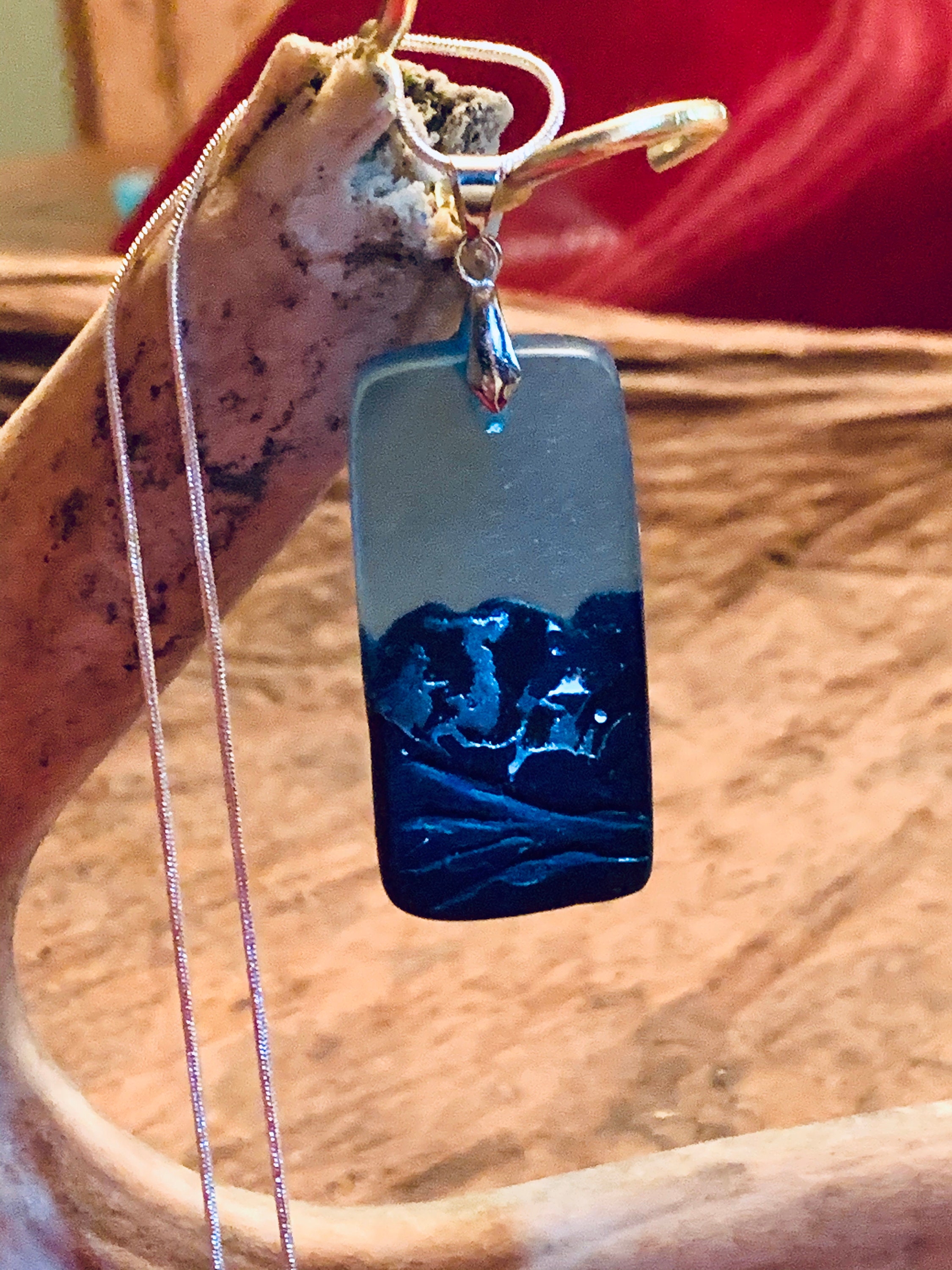 Black Mountain Clay Pendant Necklace - Etsy UK