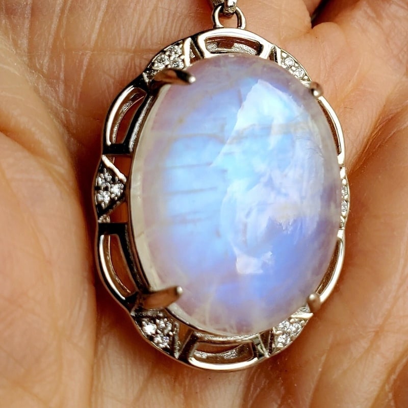 Moonstone and Cz Necklace - Etsy