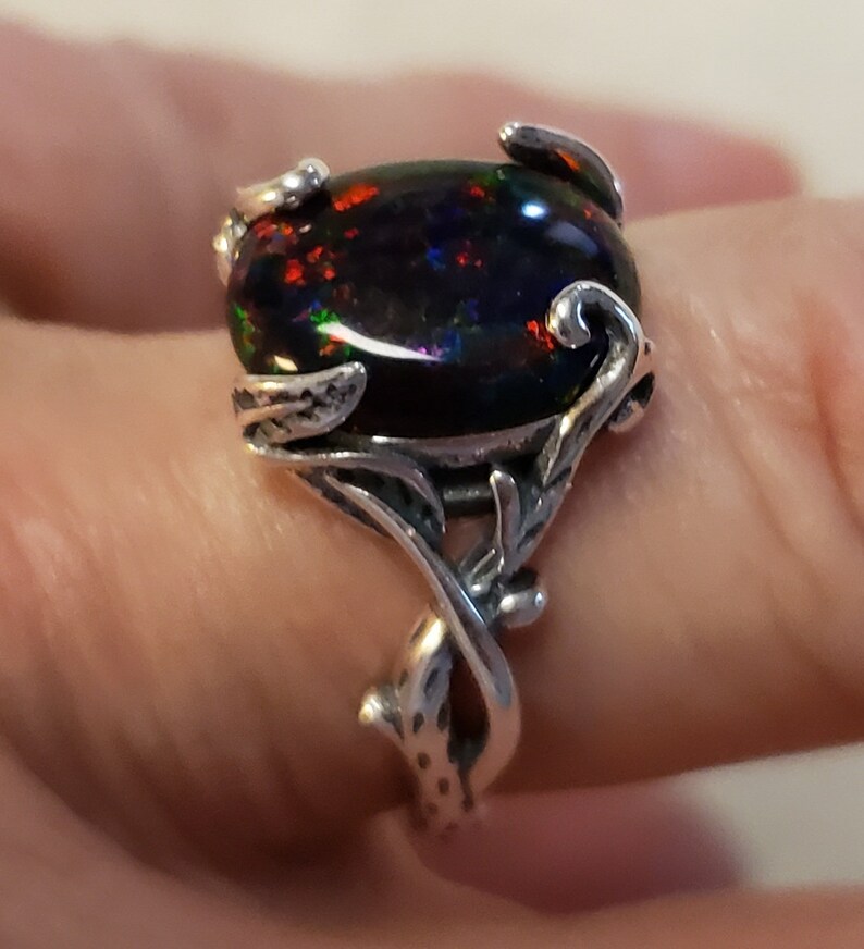 Black Cherry Opal Ring See Video for Red Fire 10x12mm Lab | Etsy