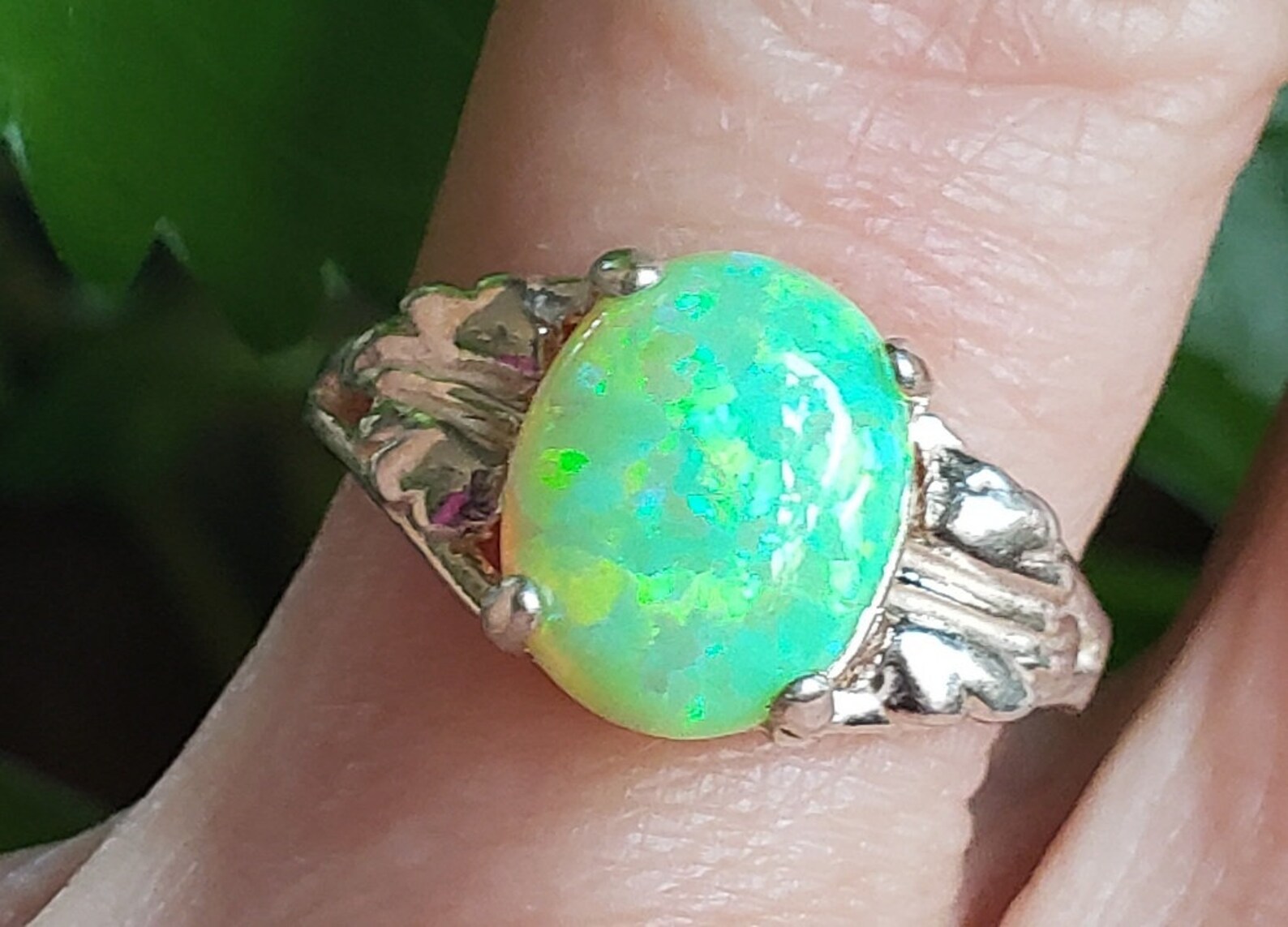 Bright Green Opal Ring See Video Pretty 8x10mm Lab Opal Set | Etsy