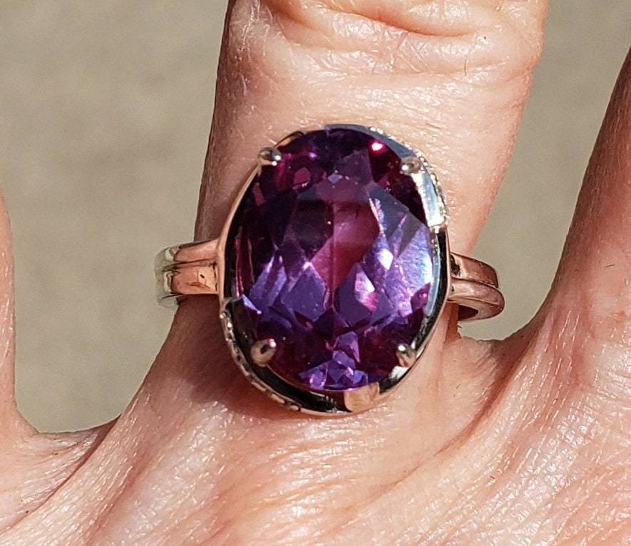 Big Alexandrite Ring Beautiful 10x14mm Premium Synthetic Gem | Etsy