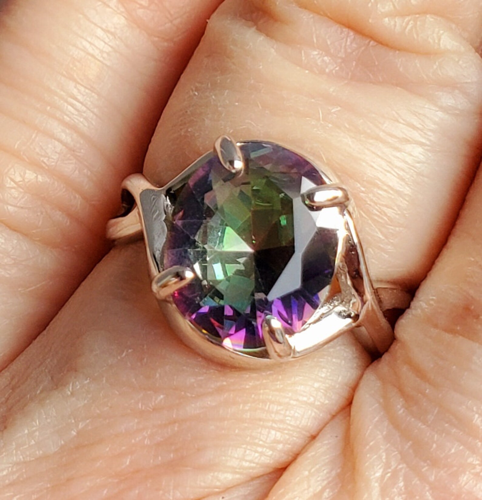 Mystic Rainbow Topaz Ring, See Video! 8x10mm Genuine Enhanced Topaz ...