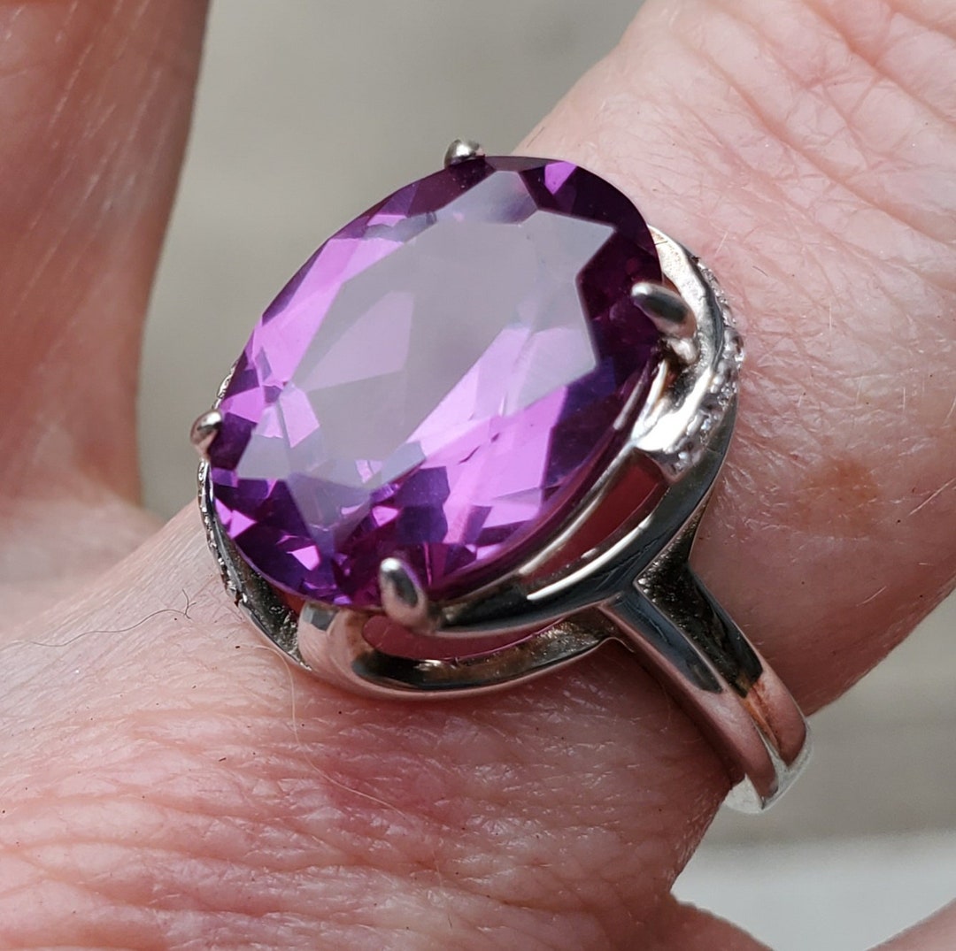 Big Alexandrite Ring, Beautiful 10x14mm Premium Synthetic Gem, 925 ...