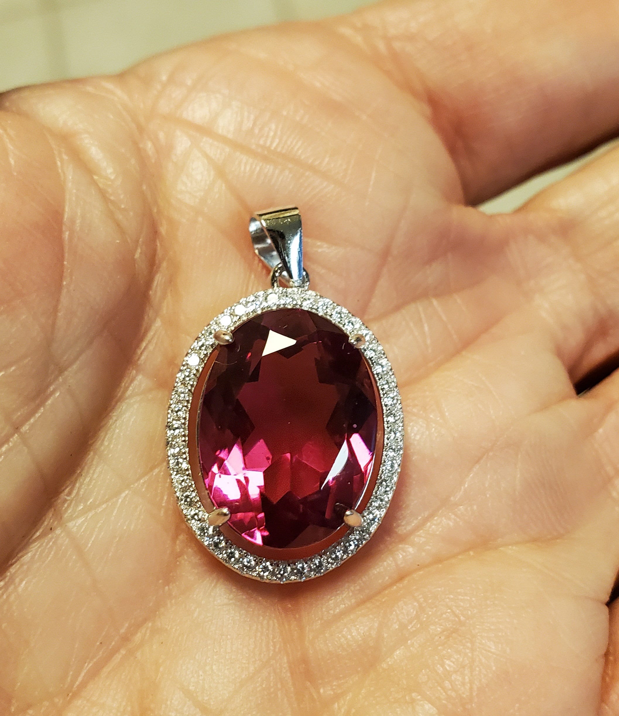 Big Ruby Necklace See Video for Brilliant Color Synthetic - Etsy