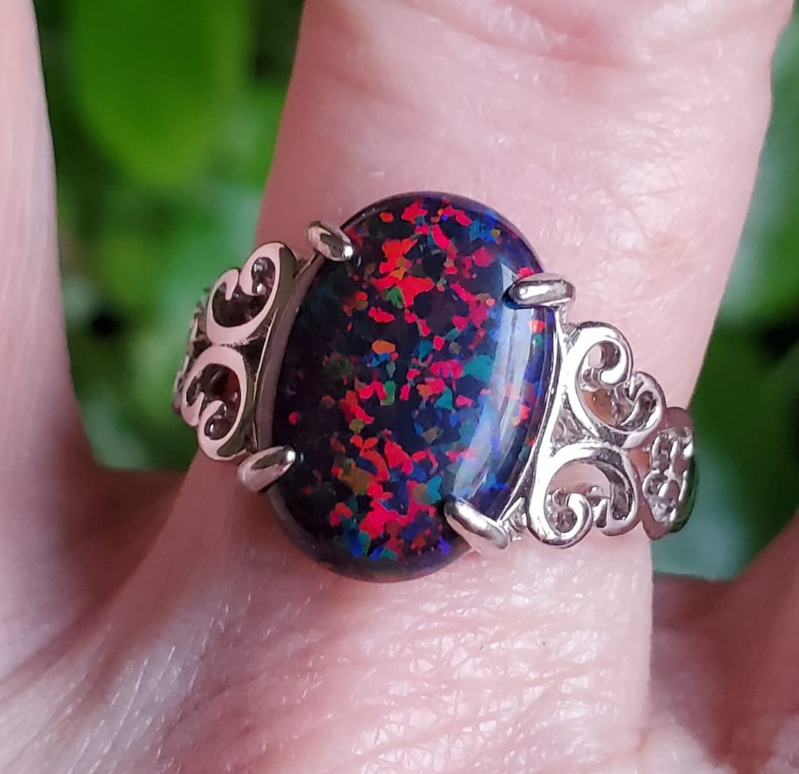 Big Black Cherry Opal Ringsee Video Big 10x14mm Lab Created - Etsy