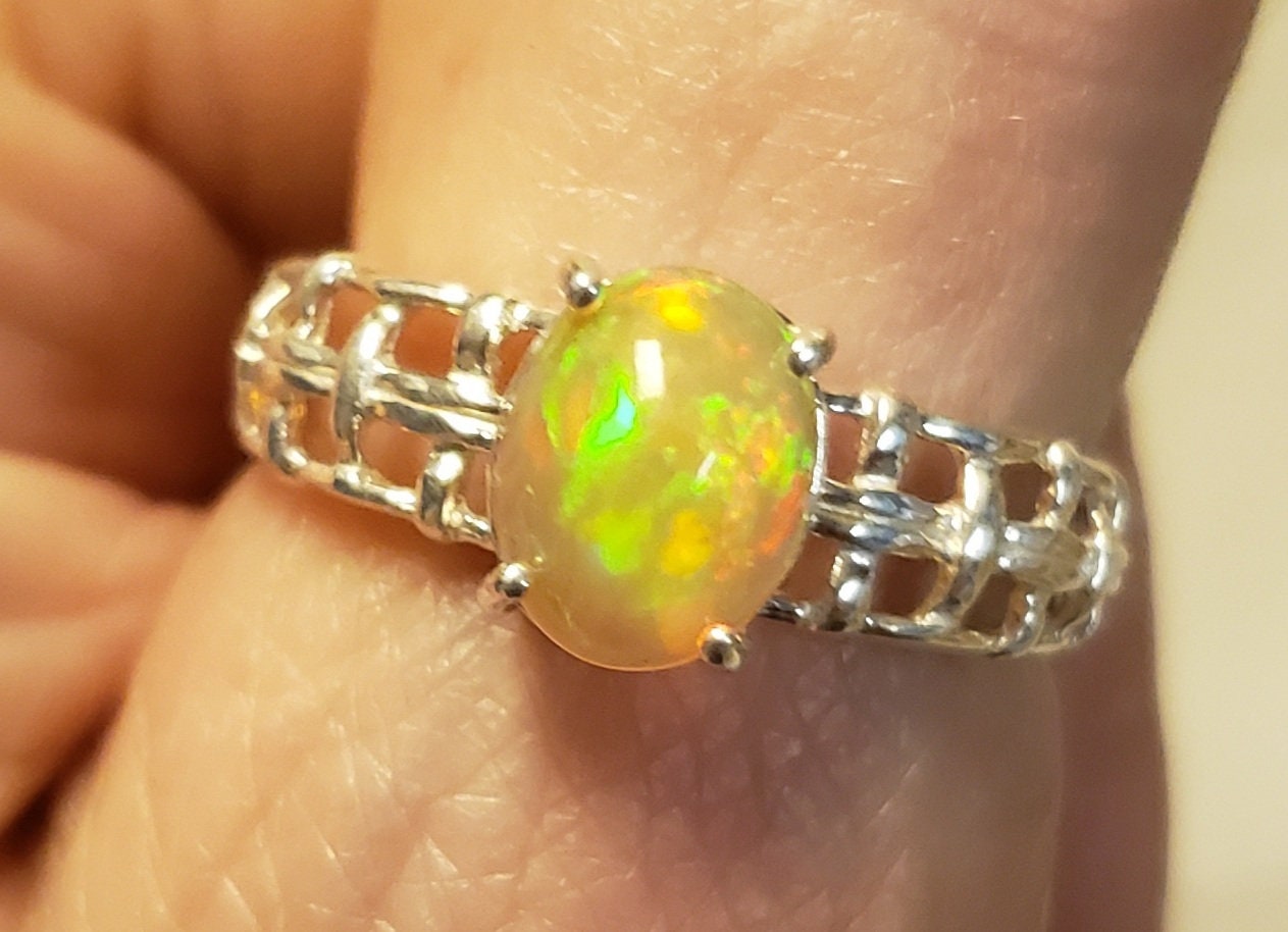 Natural Orange Opal Ring See Video Gorgeous Colorful Opal | Etsy