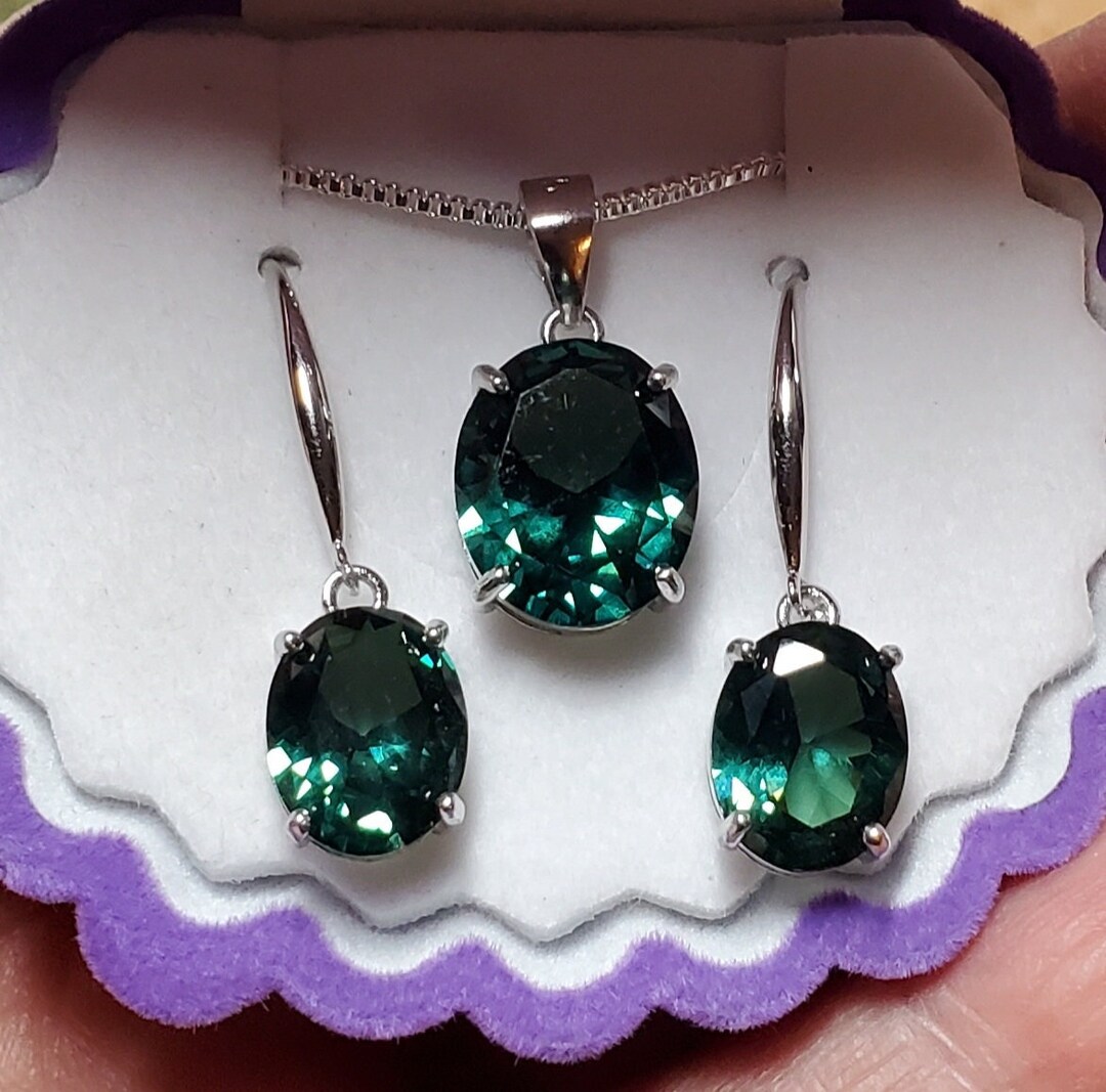 Alexandrite Color-change Necklace/earring Set, See Video! 10x12mm ...