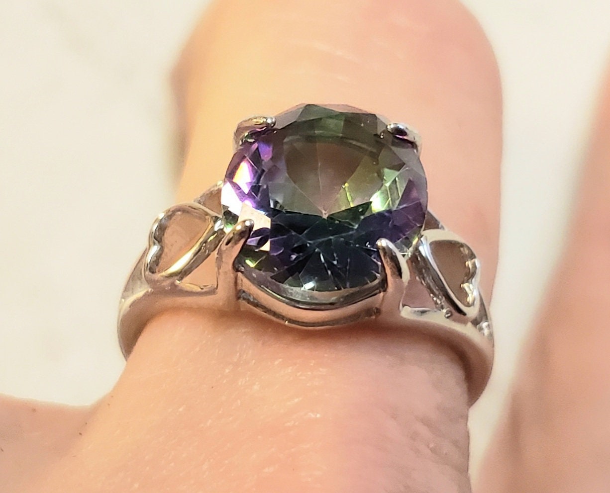 Mystic Rainbow Topaz Ring See Video for Rainbow Flash Big | Etsy