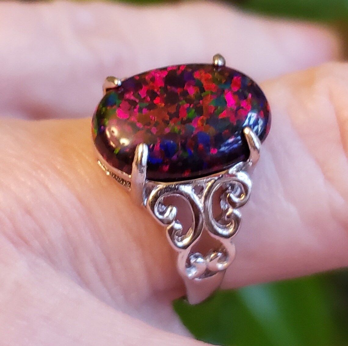 Big Black Cherry Opal Ringsee Video Big 10x14mm Lab Created - Etsy