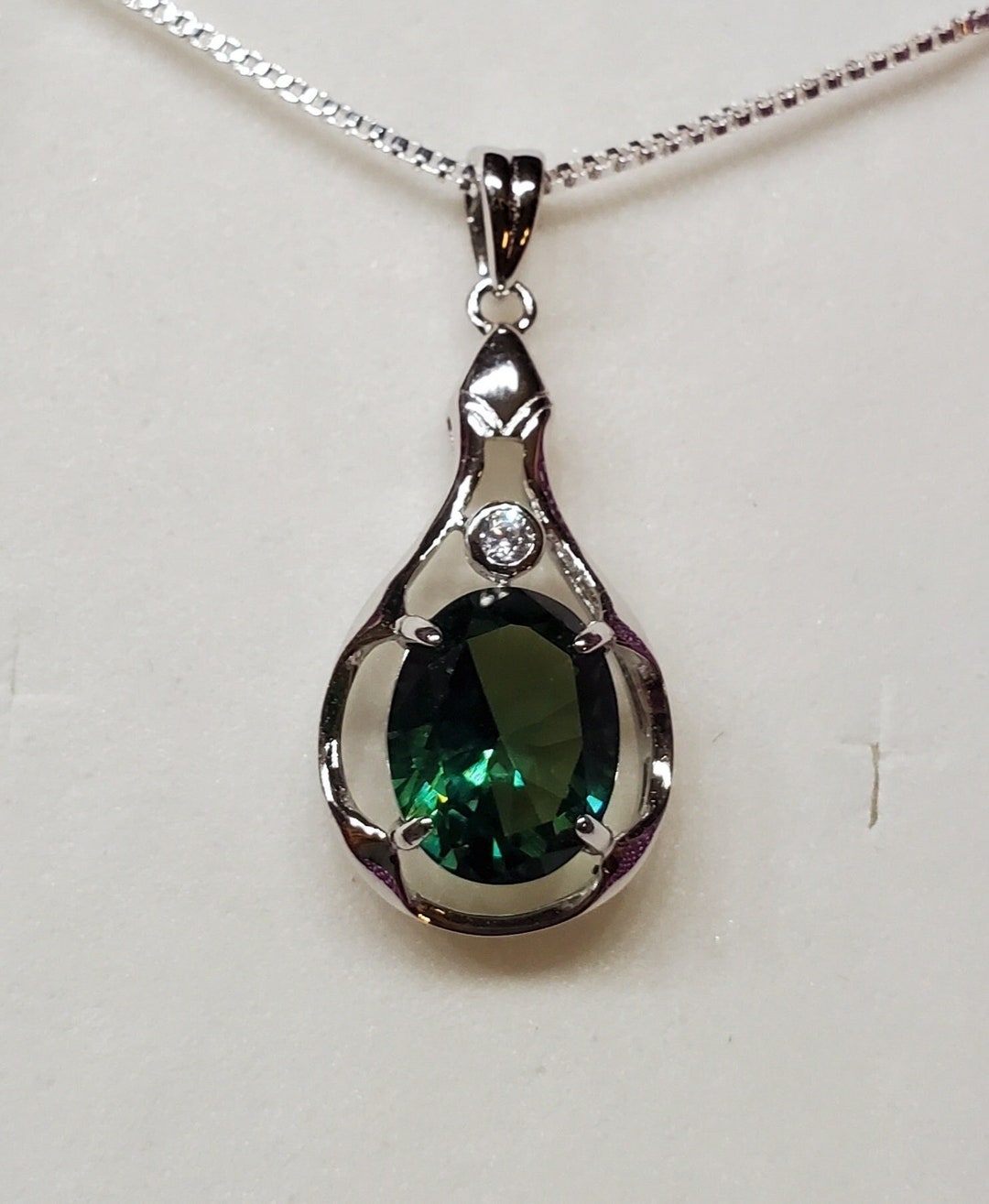 Alexandrite Color-change Necklace, Watch Video 8x10mm Synthetic Lab ...
