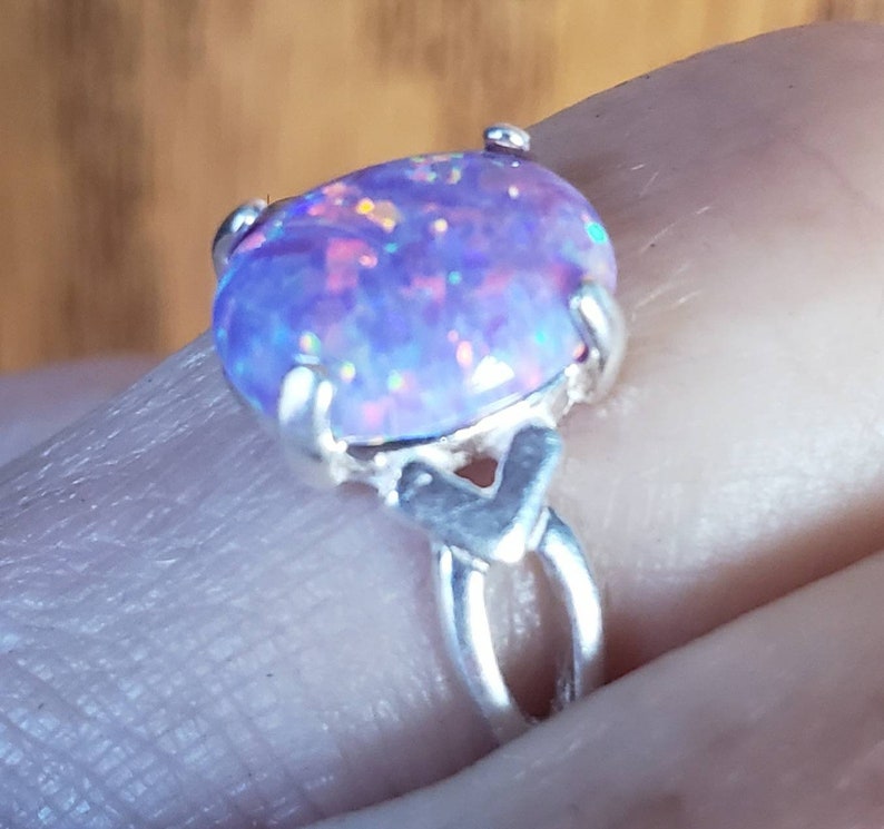 Lavender Purple Opal Ring 925 Sterling Silver Ring Size 5.5 - Etsy