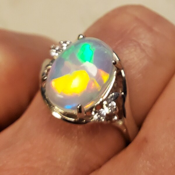Rainbow Opal Ring - Etsy