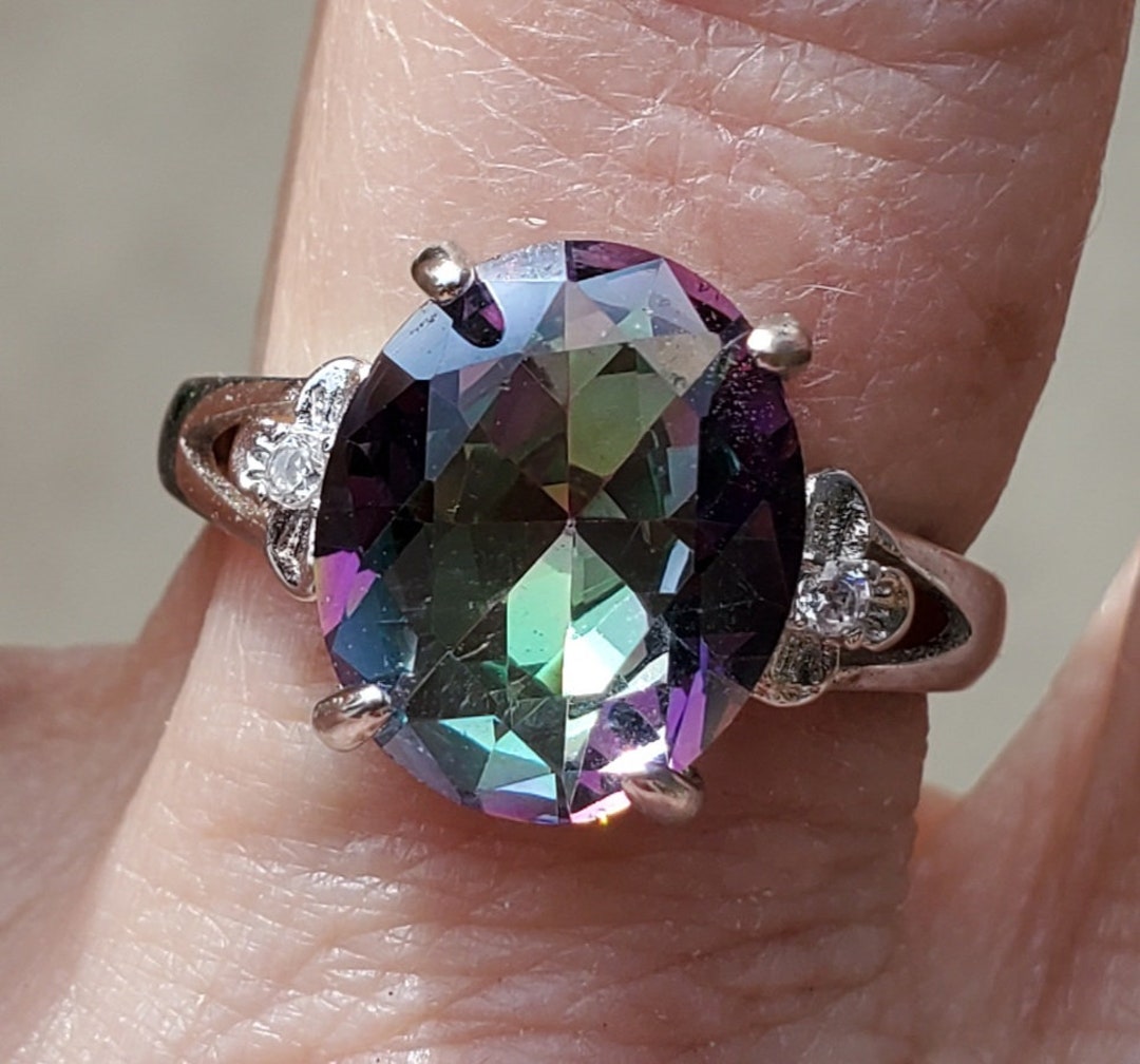 Mystic Topaz Ring Fantastic Genuine Topaz 10x12mm Stone. - Etsy