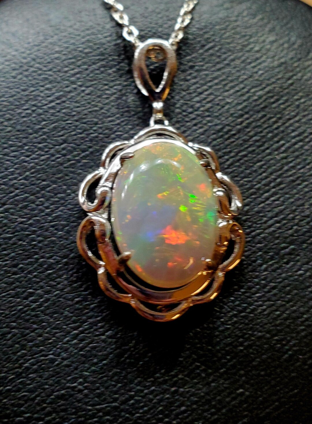 Large Natural Fire Opal Necklace Must See Amazing Fire on - Etsy