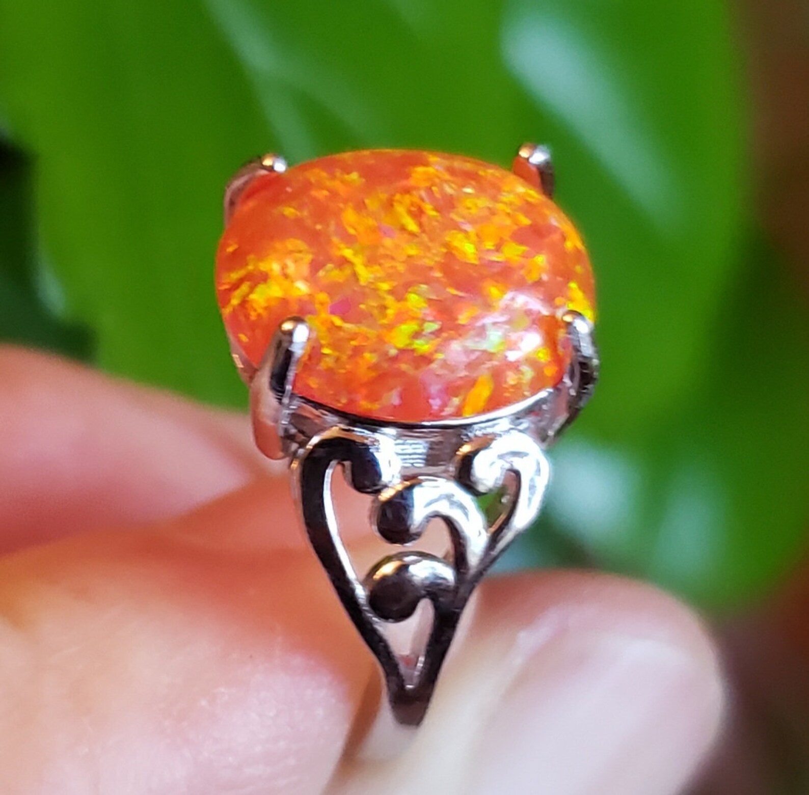 Orange Fire Opal Ring Awesome Colors Pop Pretty 925 Sterling - Etsy