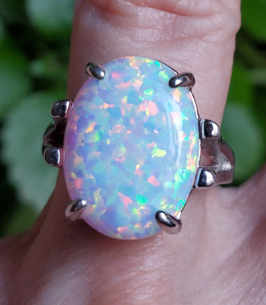Large White Fire Opal Ring, See Video for Colorful Fire! Big 12x16mm ...