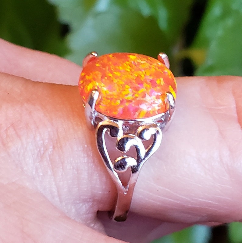 Orange Fire Opal Ring Awesome Colors Pop Pretty 925 Sterling - Etsy
