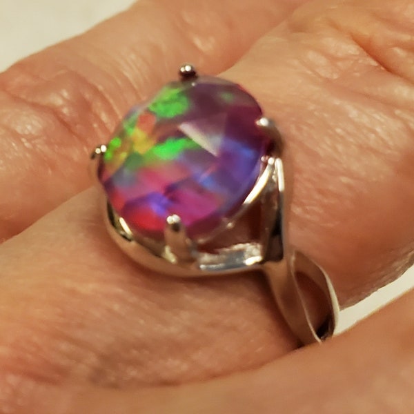Rainbow Opal Ring - Etsy