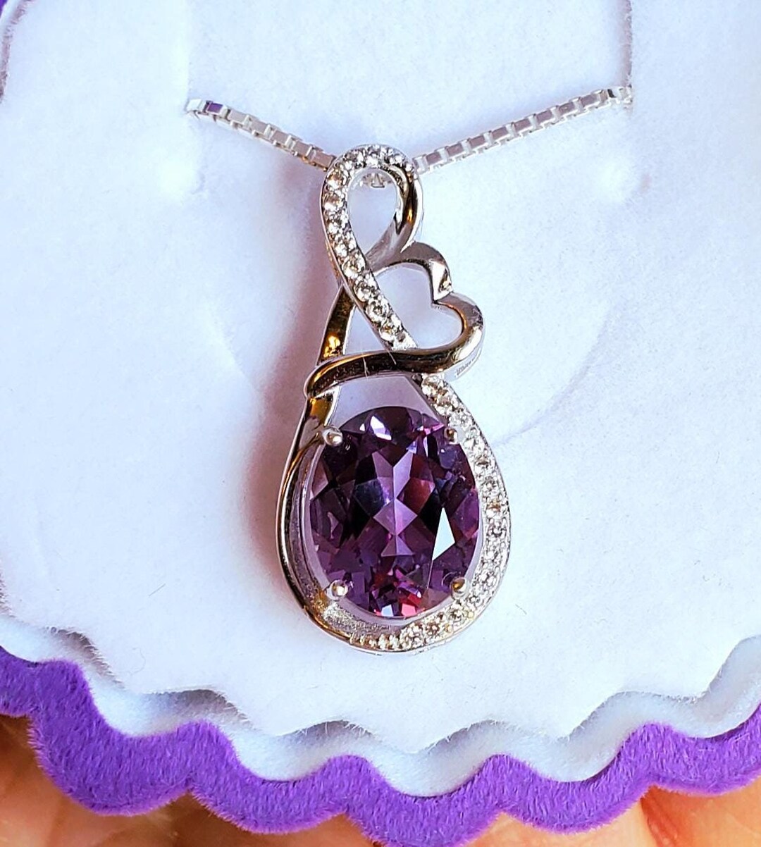 Alexandrite Color-change Necklace, See Video! 8x10mm Lab Created Gem ...