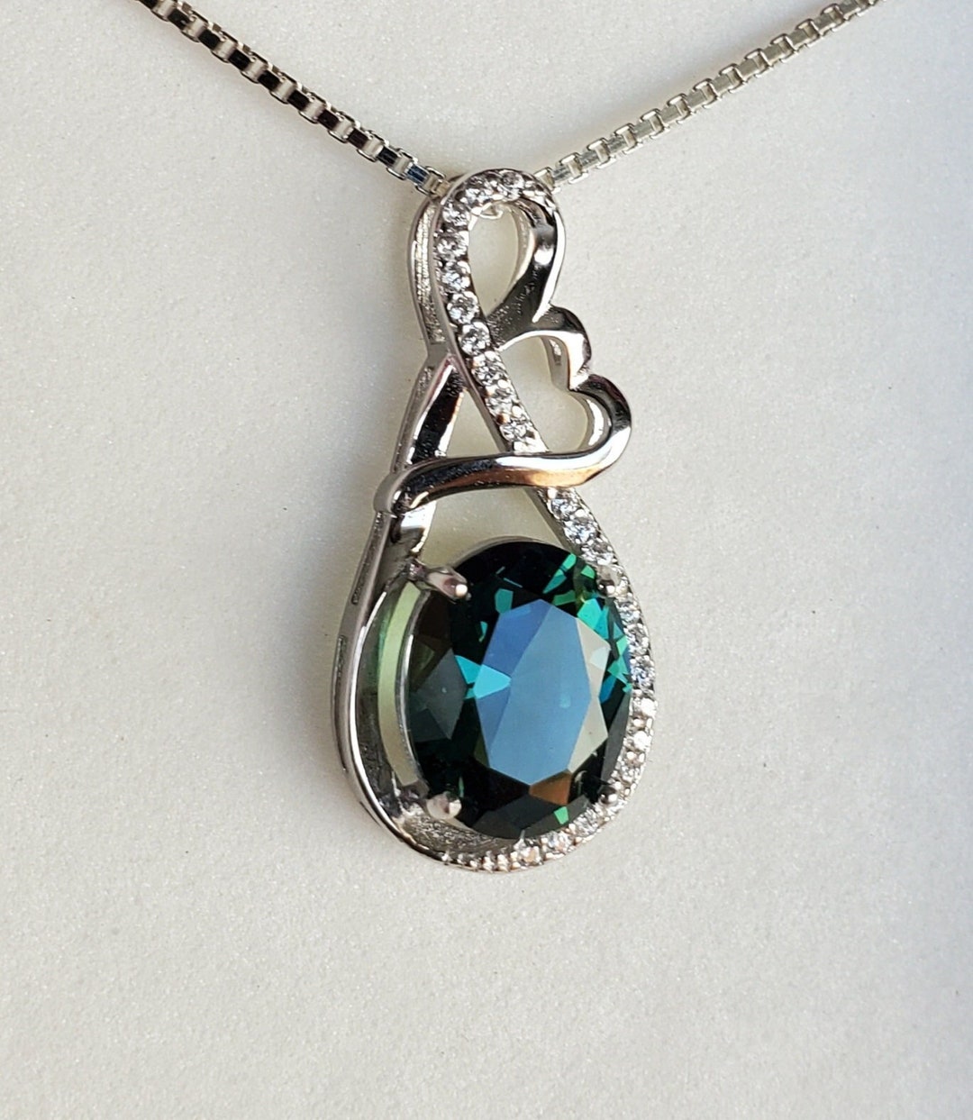 Alexandrite Color-change Heart Necklace, Watch Video for Colors 8x10mm ...