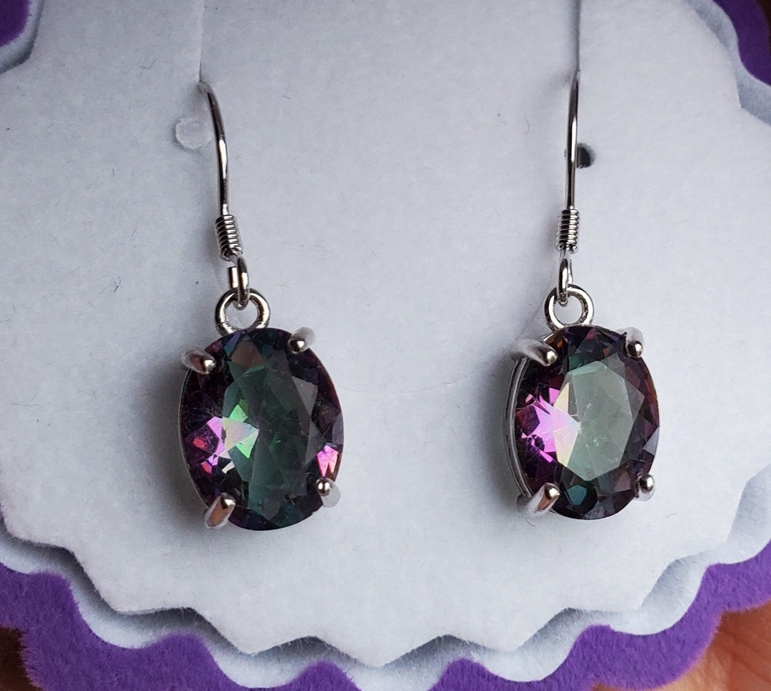 Mystic Topaz Rainbow Earrings, See Beautiful Colors on Video! 8x10mm ...