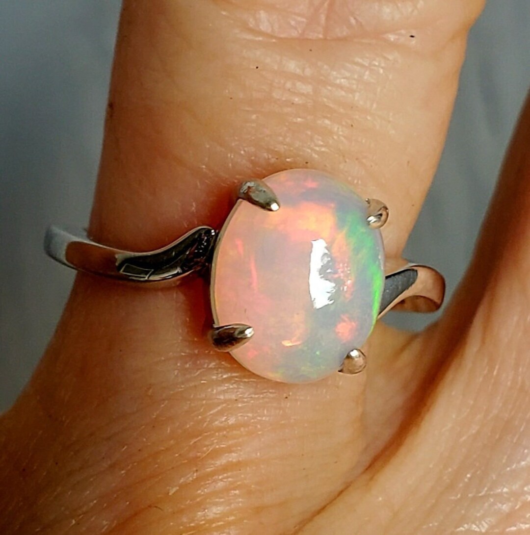 Natural Fire Opal Bypass Ring See Pretty Pink Fire on Video - Etsy