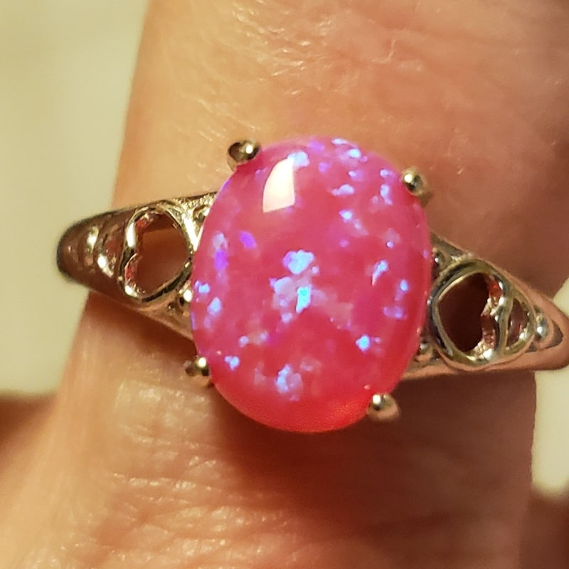 Pink Fire Opal Ring - Etsy