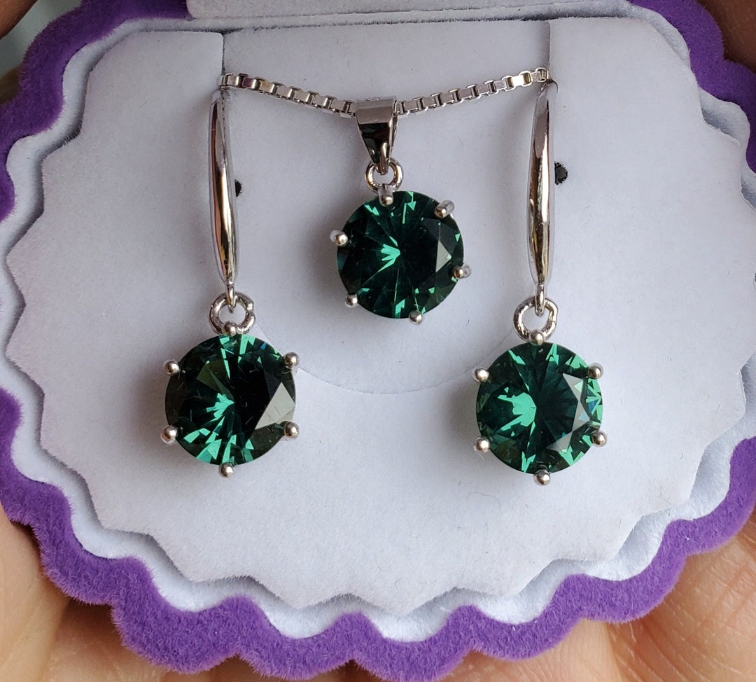 Alexandrite Color-change Necklace/earring Set, Watch Video 8mm Round ...