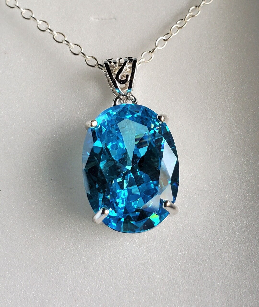 Caribbean Blue Gem Necklace See Amazing Color & Sparkle on - Etsy