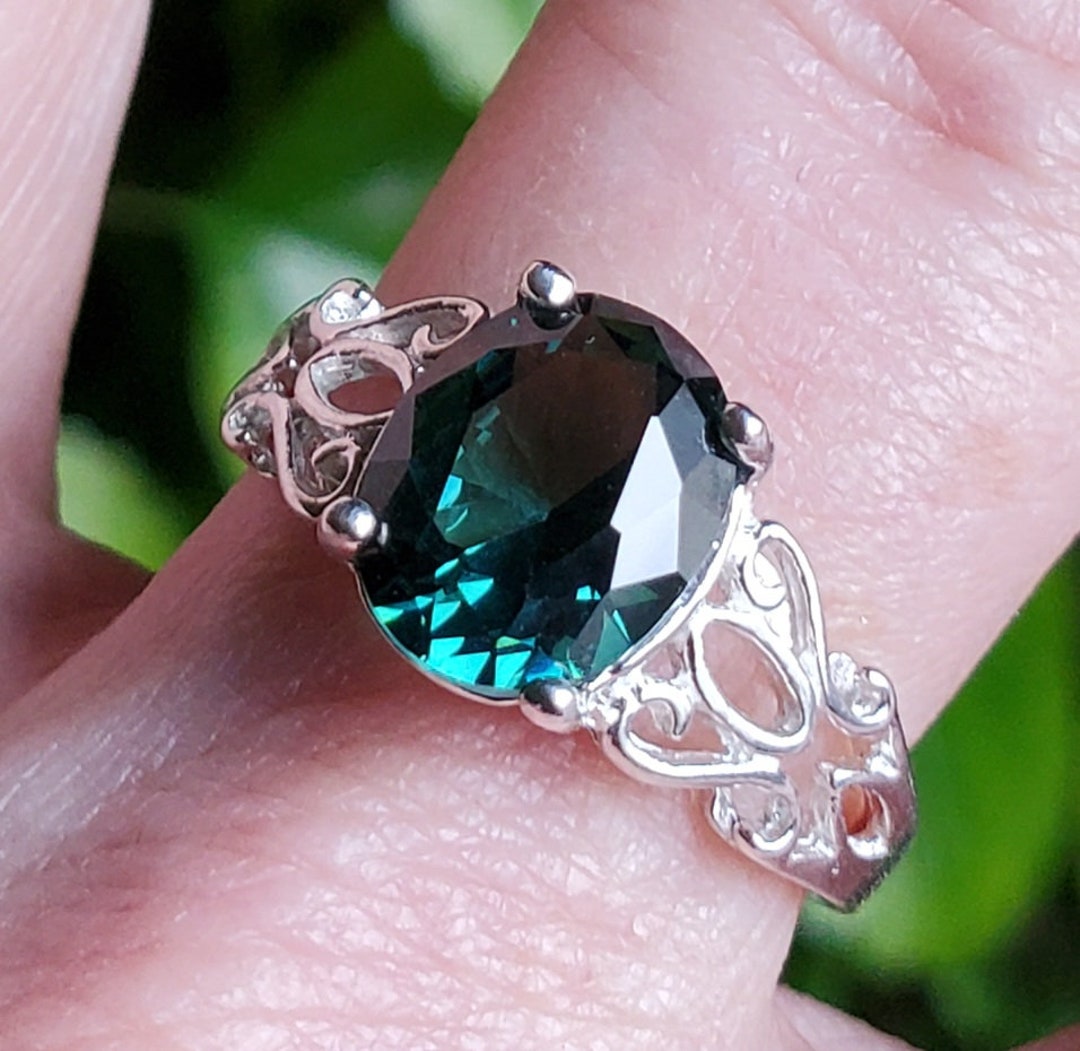 Alexandrite Color-change Ring, Watch Video for Colors! 8x10mm Lab Created Synthetic Gem,925 ...