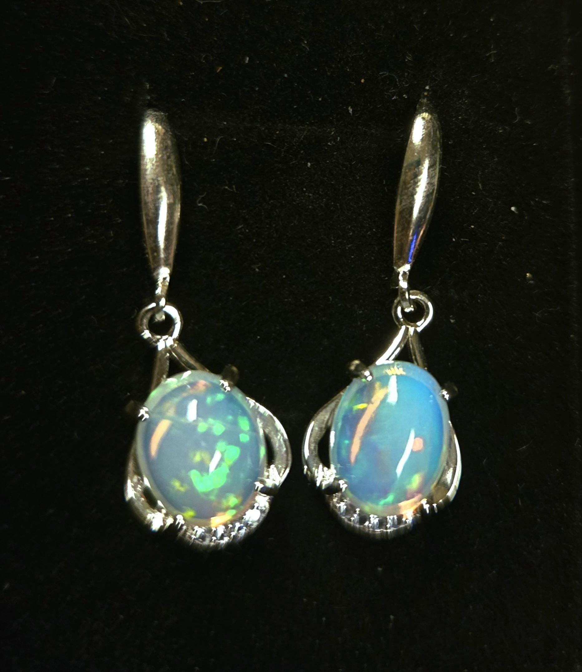 Natural Opal Earrings, See Video for Fire! 8x10mm 1.5 CT Each Ethiopian ...