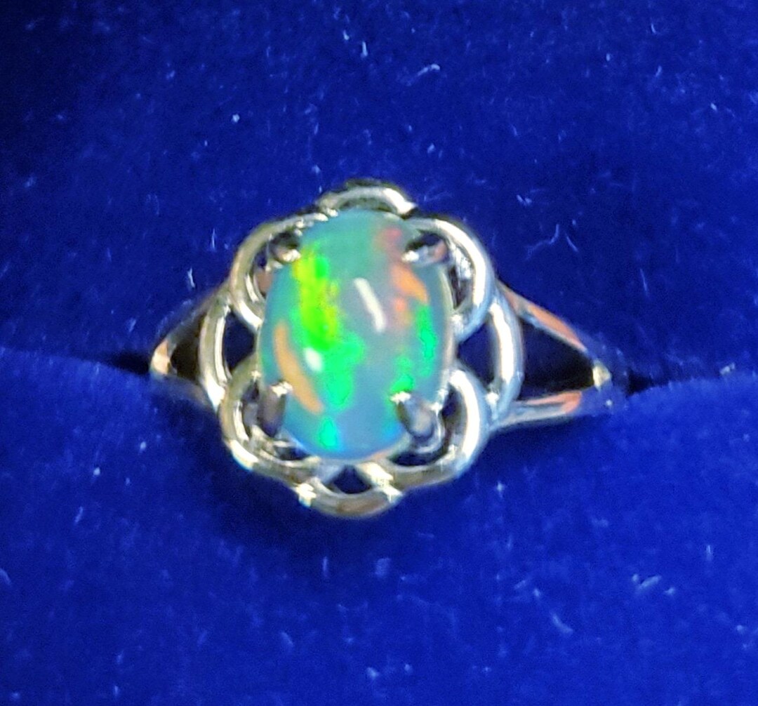 Natural Rainbow Opal Ring, See Gorgeous Colors on Video! 9x7mm ...