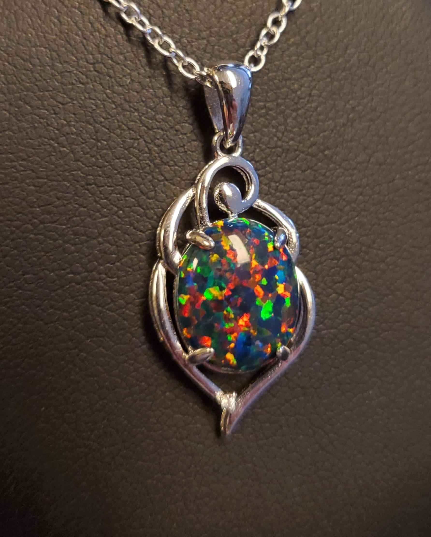 Black Fire Opal Necklace See Multicolored Fire on Video - Etsy