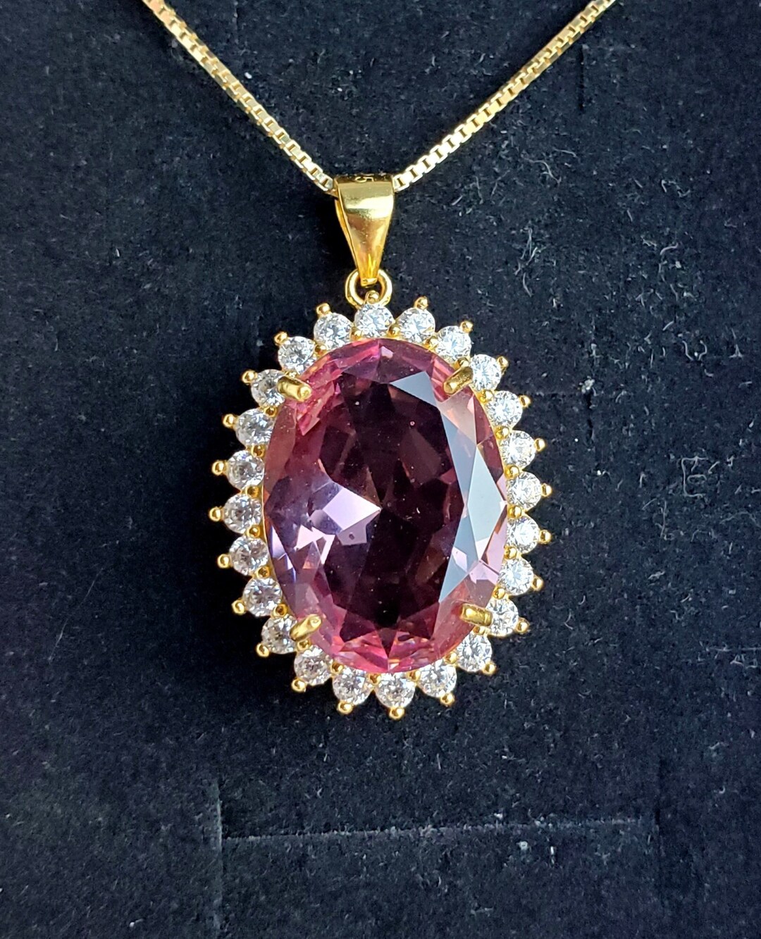 Big Zultanite Color Change Halo Necklace,see Video! 13x18mm Synthetic ...