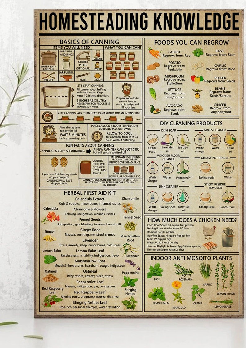Homesteading Knowledge Posters Cooking Enthusiasts Poster - Etsy