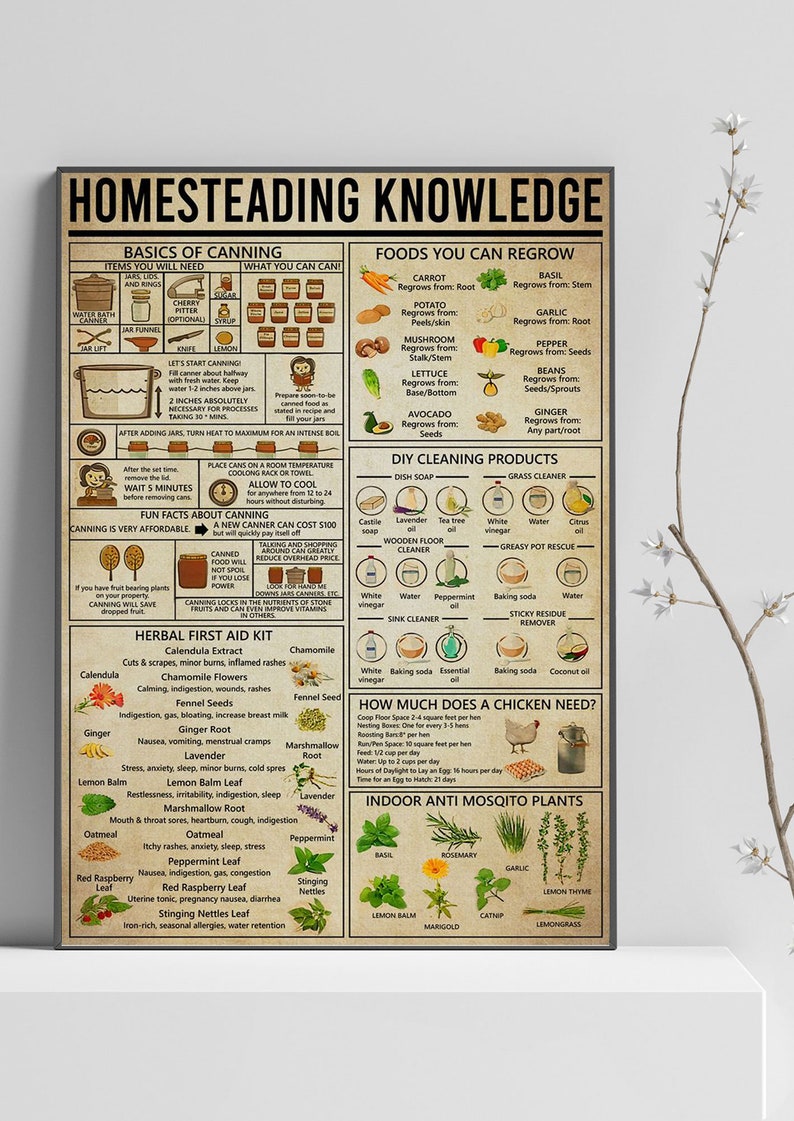 Homesteading Knowledge Posters Cooking Enthusiasts Poster - Etsy