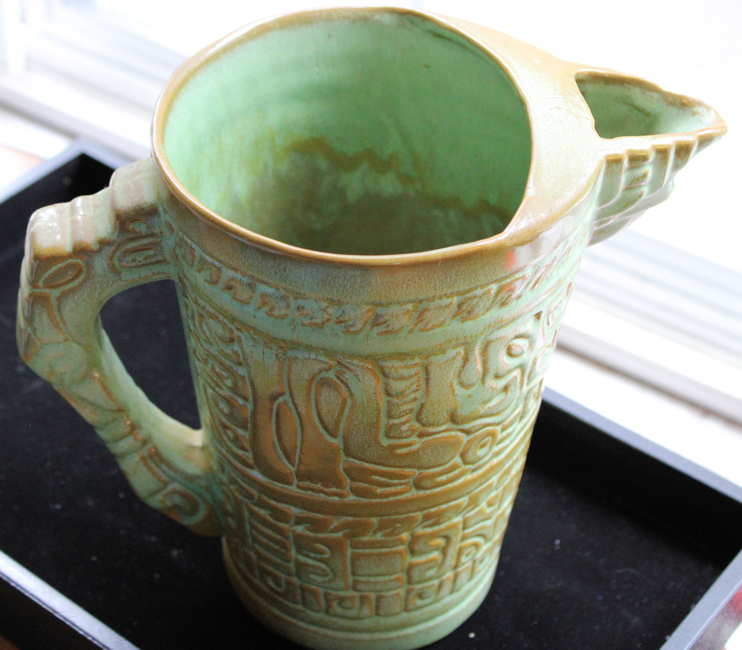 Frankoma Pottery Mayan Aztec Pitcher 7D - Etsy