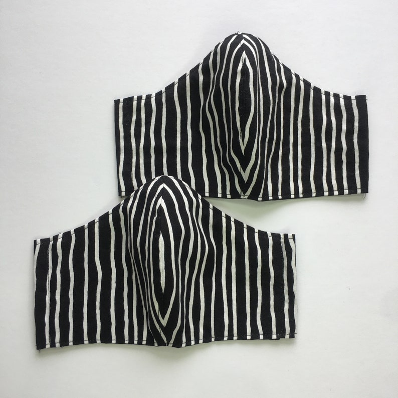 Medium Black & White Stripe Cloth Face Mask Halloween - Etsy