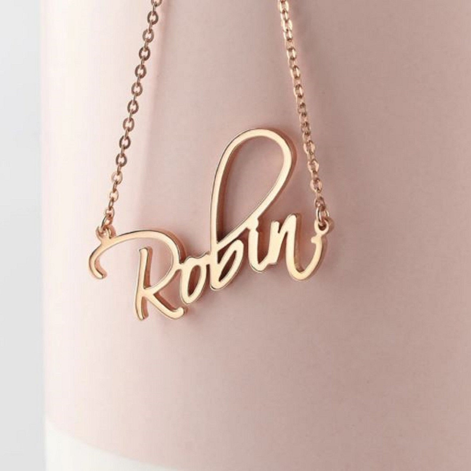 Cursive Name Necklace Popular Style Personalized Stainless Etsy