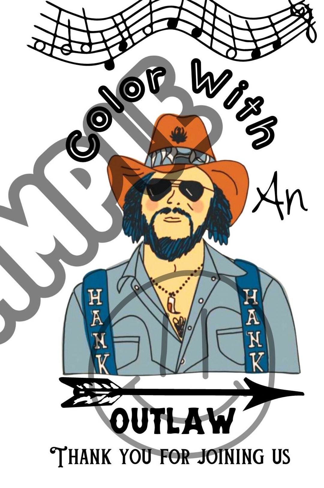 Hank Jr. Editable Coloring Book, Coloring Book Party Favor, Birthday ...