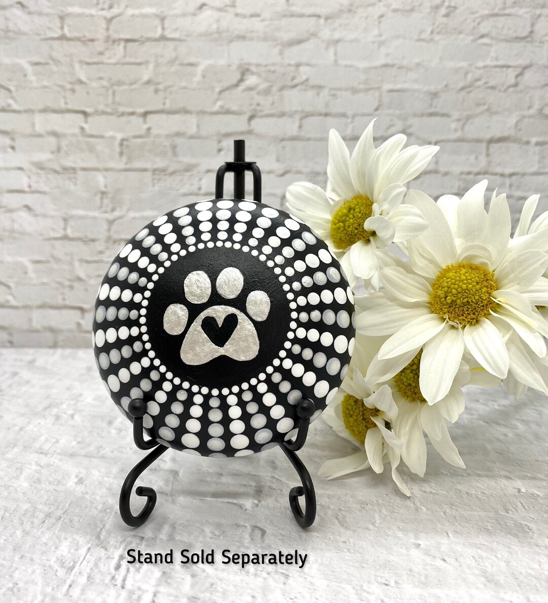 Paw Rock Medium 3 Hand-painted Dot Art Pet Memorial Paw Print - Etsy