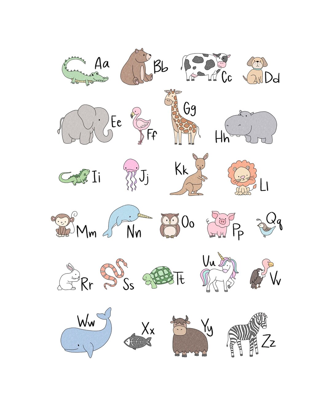 Alphabet Animal Print - Etsy