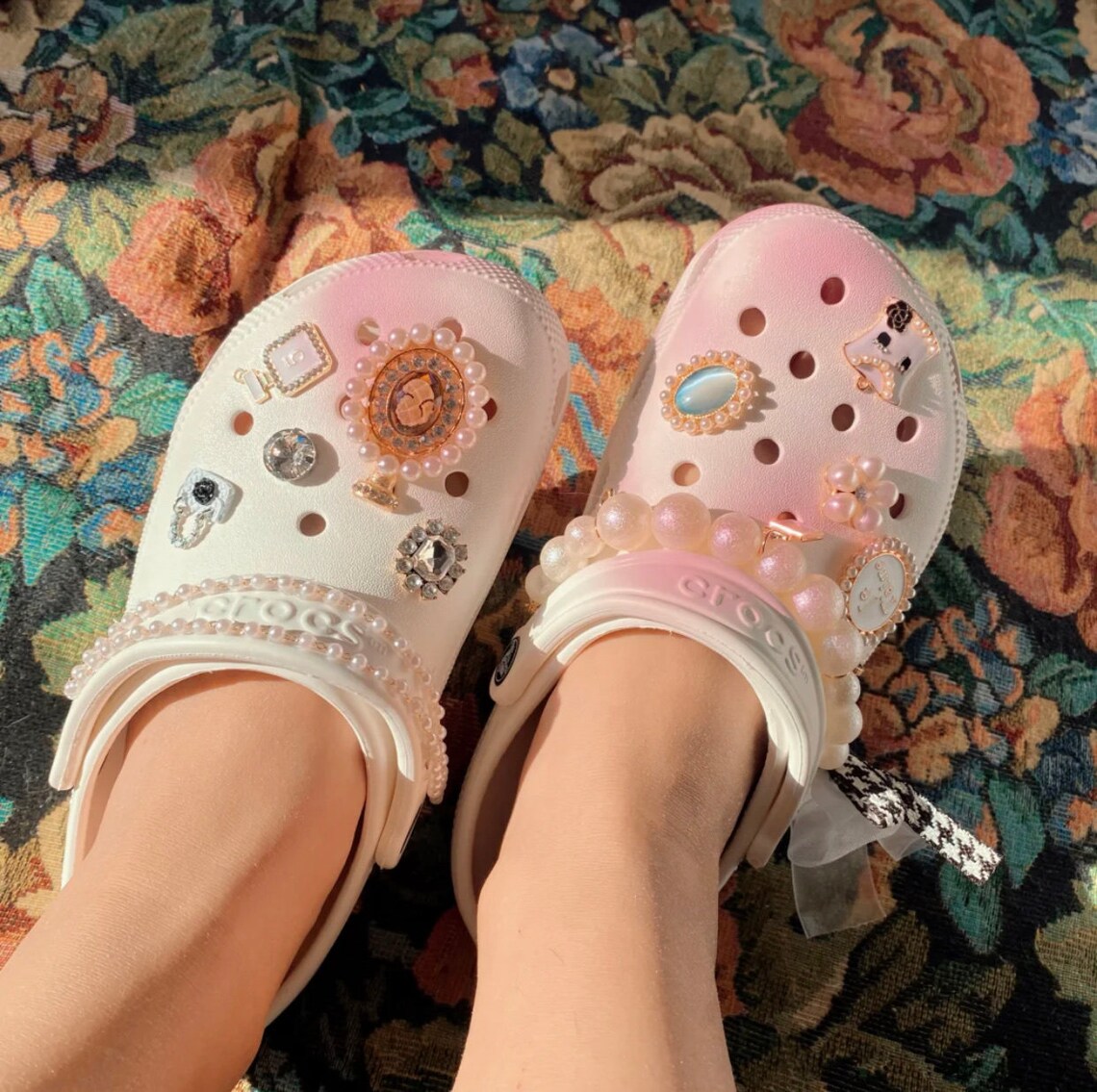 Croc Charms Set with Pearl Chain Jewelry Charms Pack | Etsy