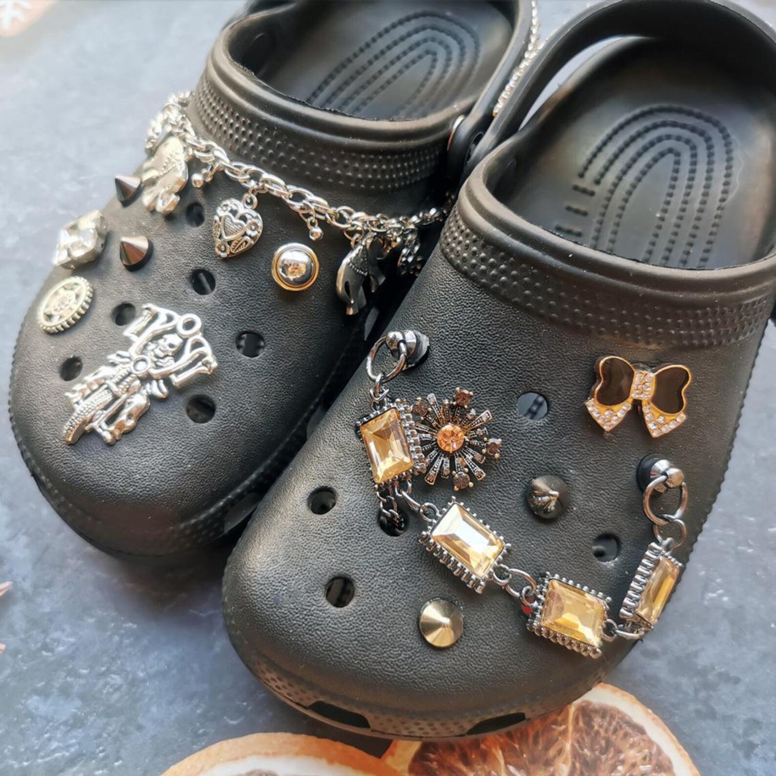 Croc Charms Set with Chain Retro Charms Pack Designer for | Etsy