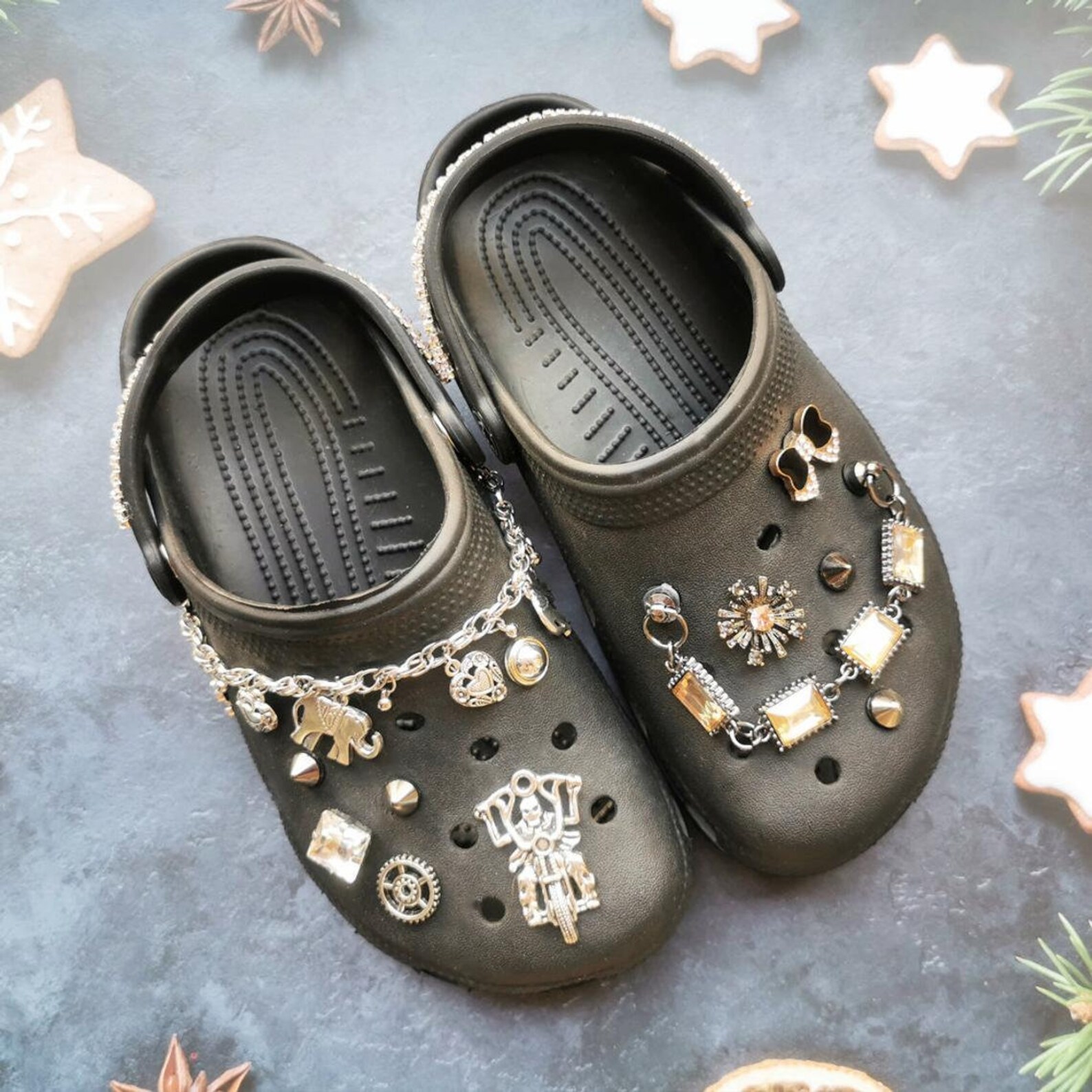 Croc Charms Set with Chain Retro Charms Pack Designer for | Etsy