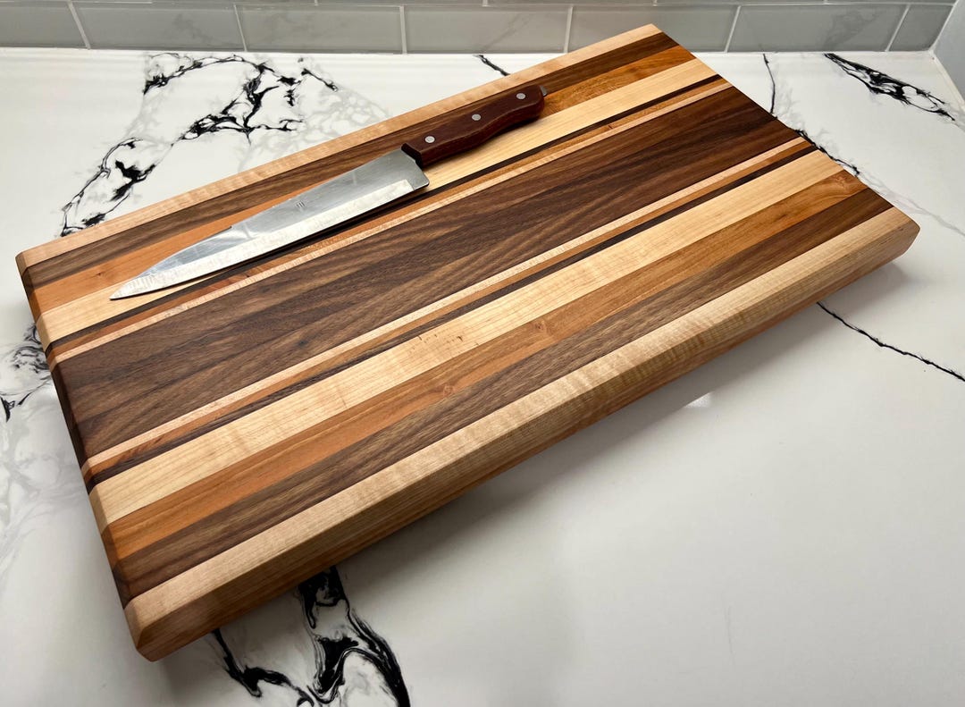 Edge Grain Cutting Board – Walnut, Cherry, Maple – Routed Handles, Non ...